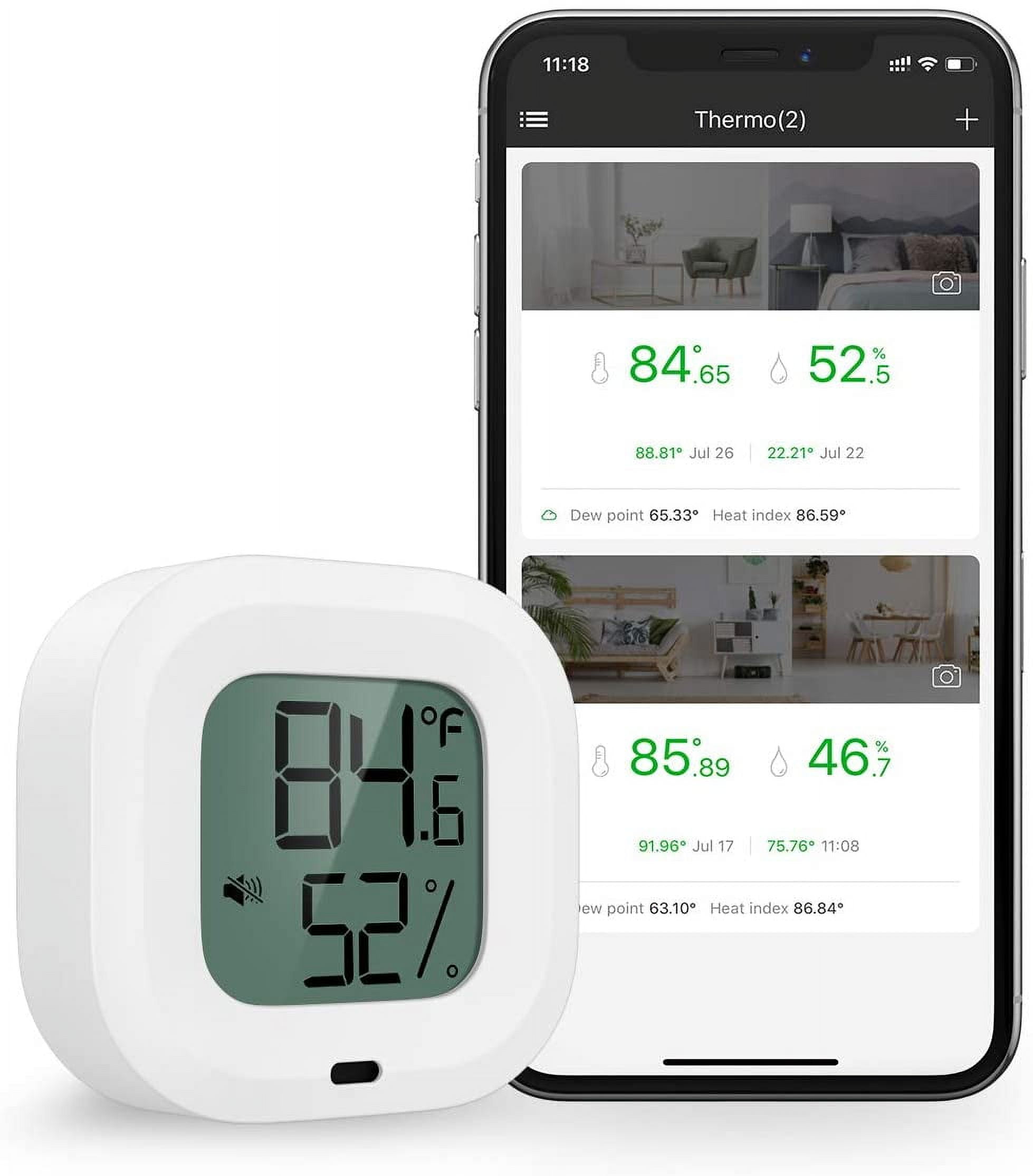 Wireless Thermometer Hygrometer for iPhone/Android, Smart Bluetooth ...