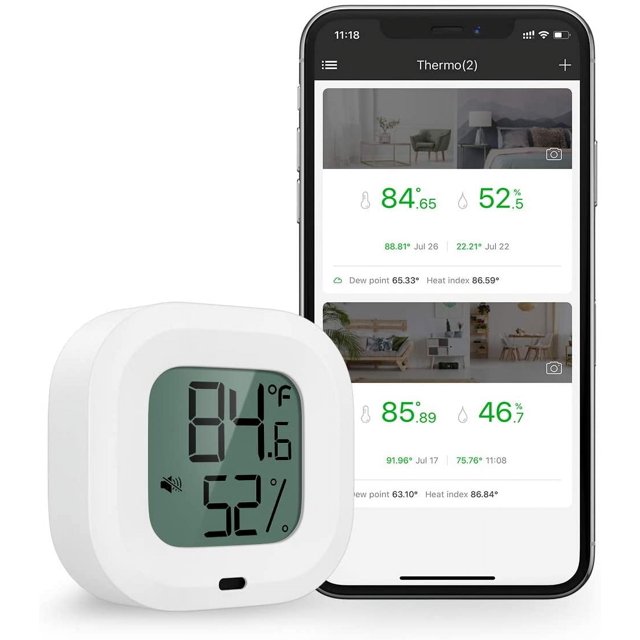 Wireless Thermometer Hygrometer for iPhone/Android, Smart Bluetooth ...
