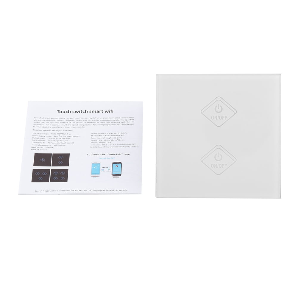 Wireless Touch 2-Way Smart Switch Panel, AC90-250V, Works with Alexa ...