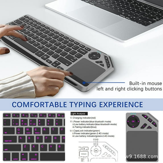 Wireless Touch Dual Mode Keyboard Rgb Backlit Bluetooth Mechanical ...