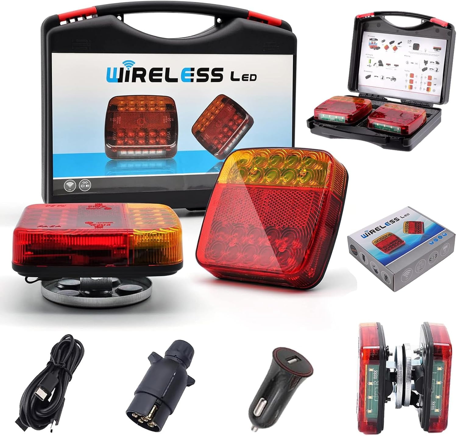 Wireless Trailer Lights Kit, 2025 Upgrade Magnetic Wireless Led Trailer ...