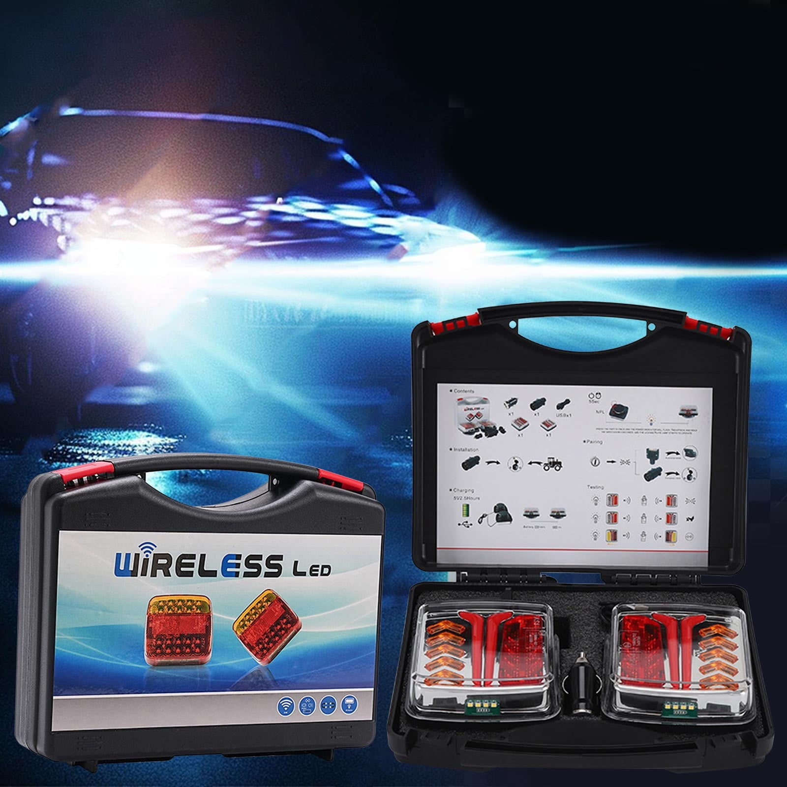 Wireless Trailer Lights Magnetic Kit | LED Tail Lights Wireless 2.4GHz ...