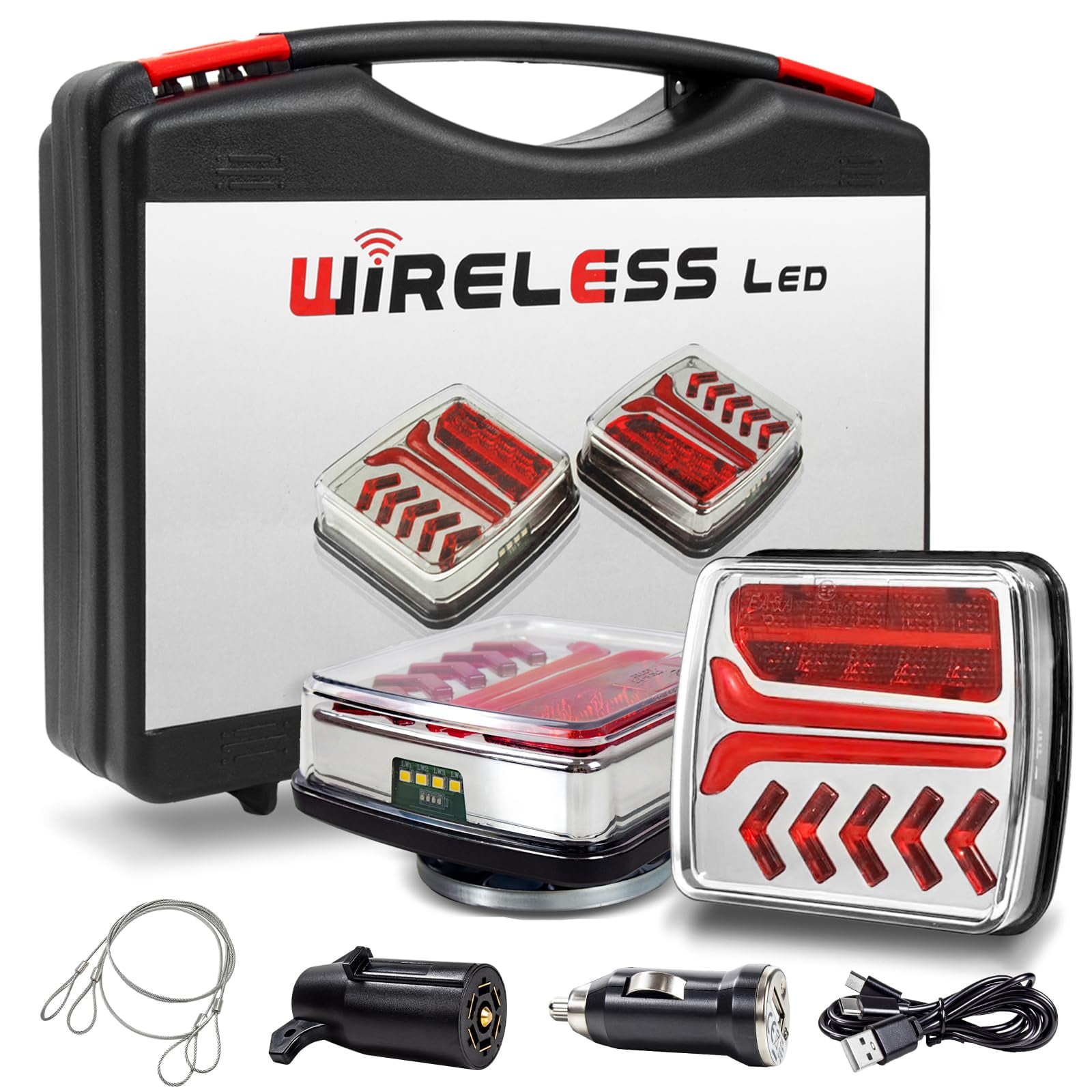 SLUMLOVE Portable Wireless Trailer Lights Magnetic -Rechargeable LED ...