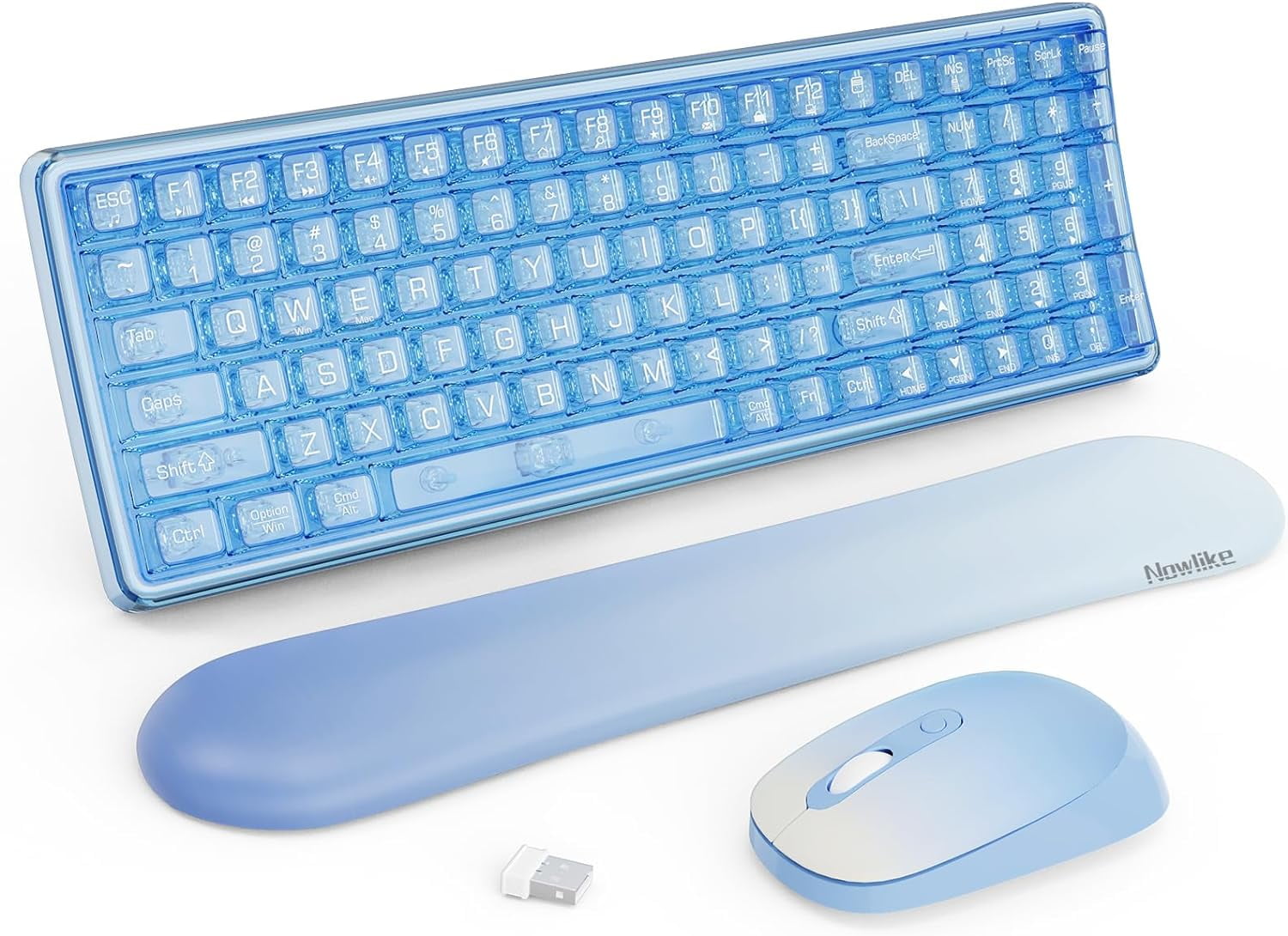 Wireless Transparent Keyboard and Mouse Combo with Soft Wrist Rest ...