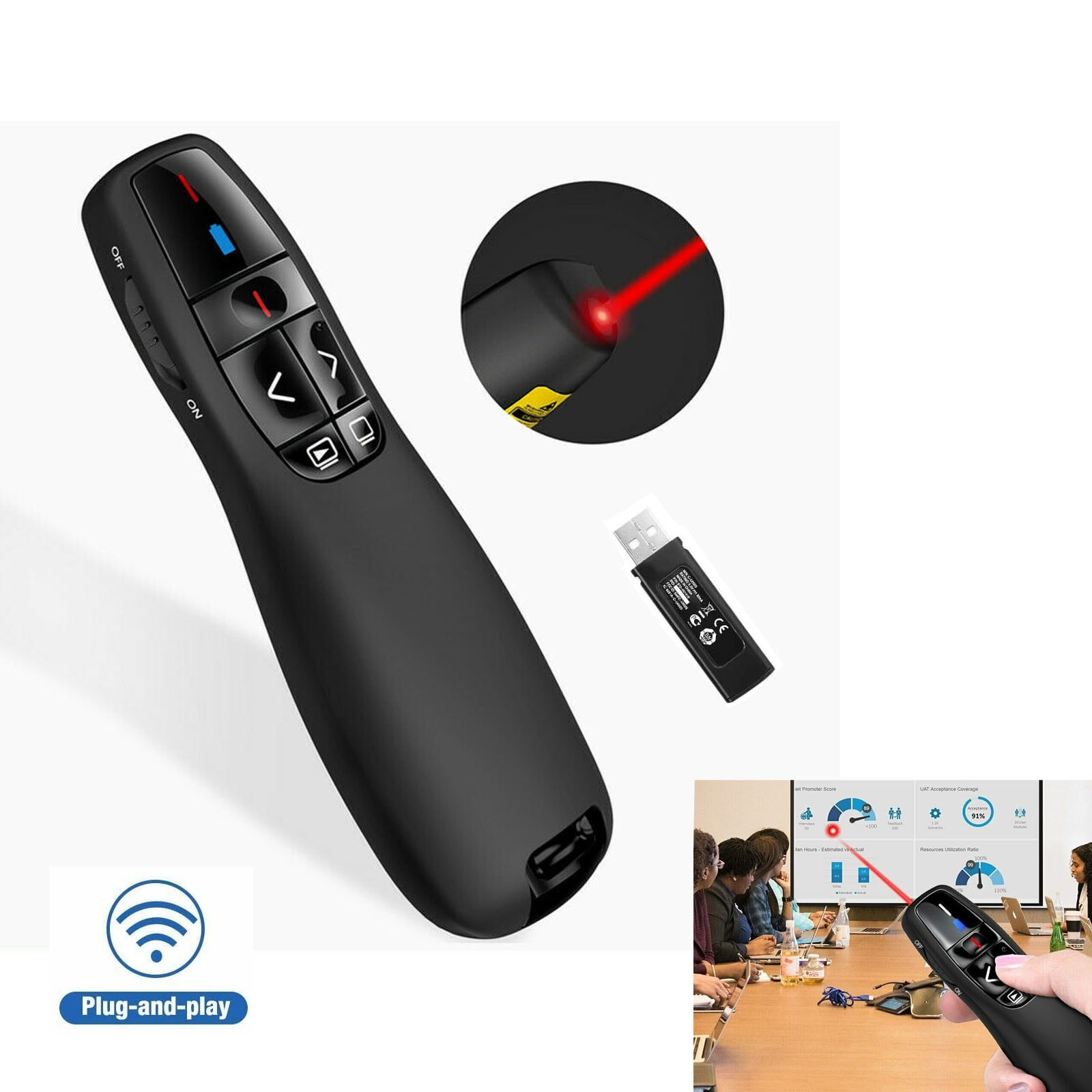 Wireless USB PPT Presenter Pen Power Point Presentation Laser Pointer Clicker Pen Remote Control ...
