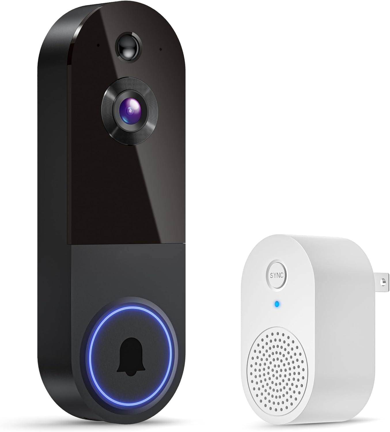Wireless Video Doorbell Camera with Receiver, AI Human Detection, 2-Way ...
