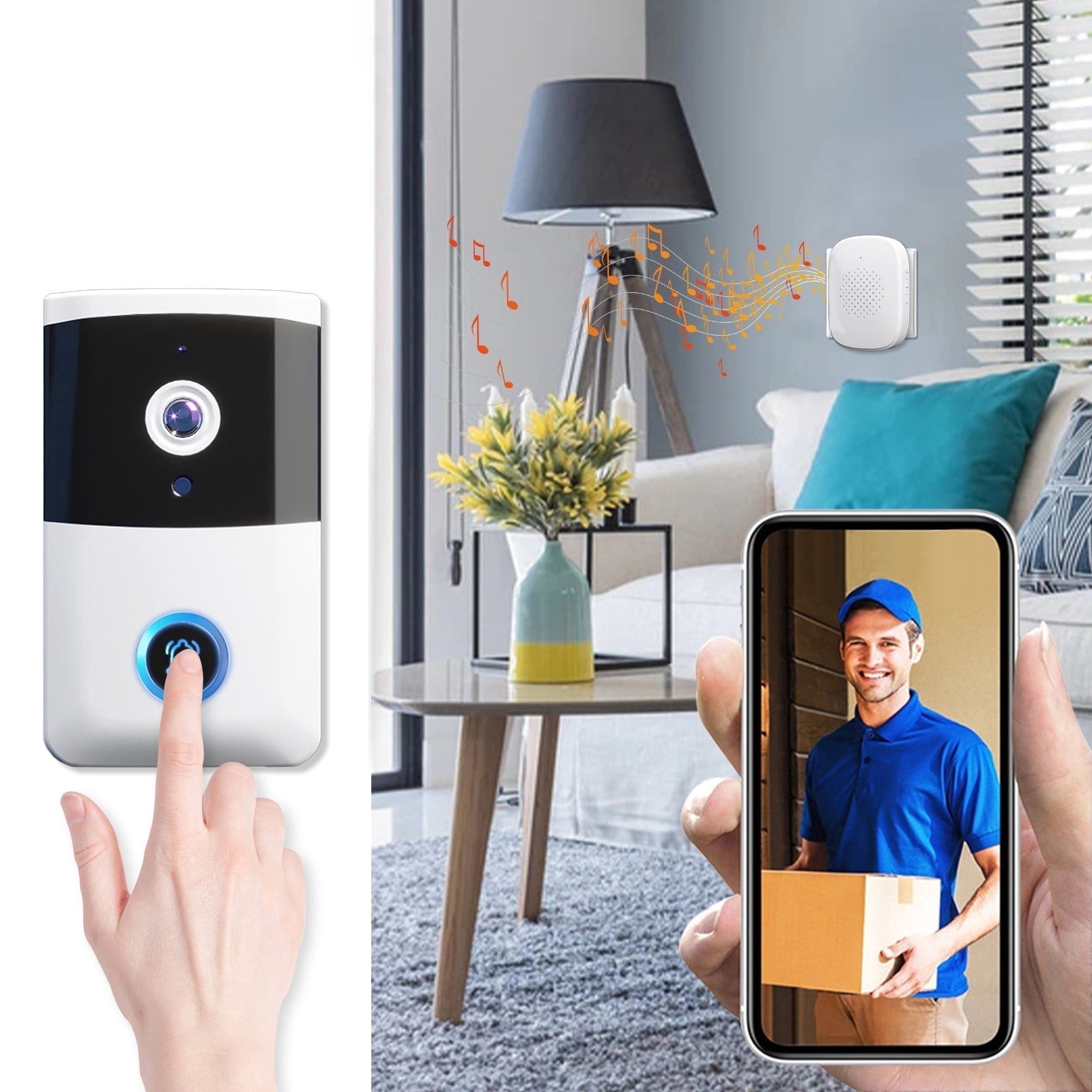 Wireless Video Doorbell with Night Vision, 65° HD Camera & 5-Month ...