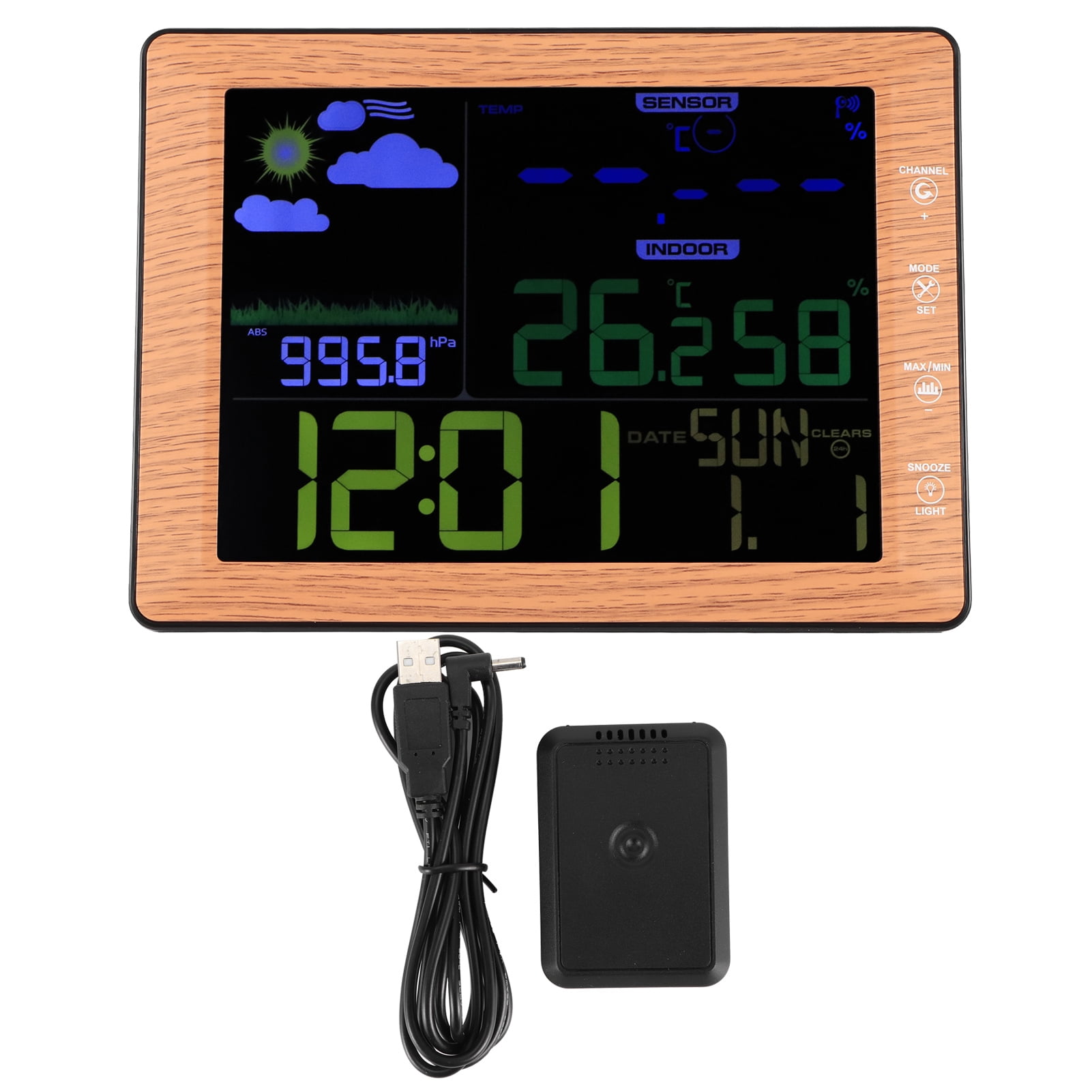 Wireless Weather Forecast Color Screen Alarm Clock Indoor Outdoor Sound ...