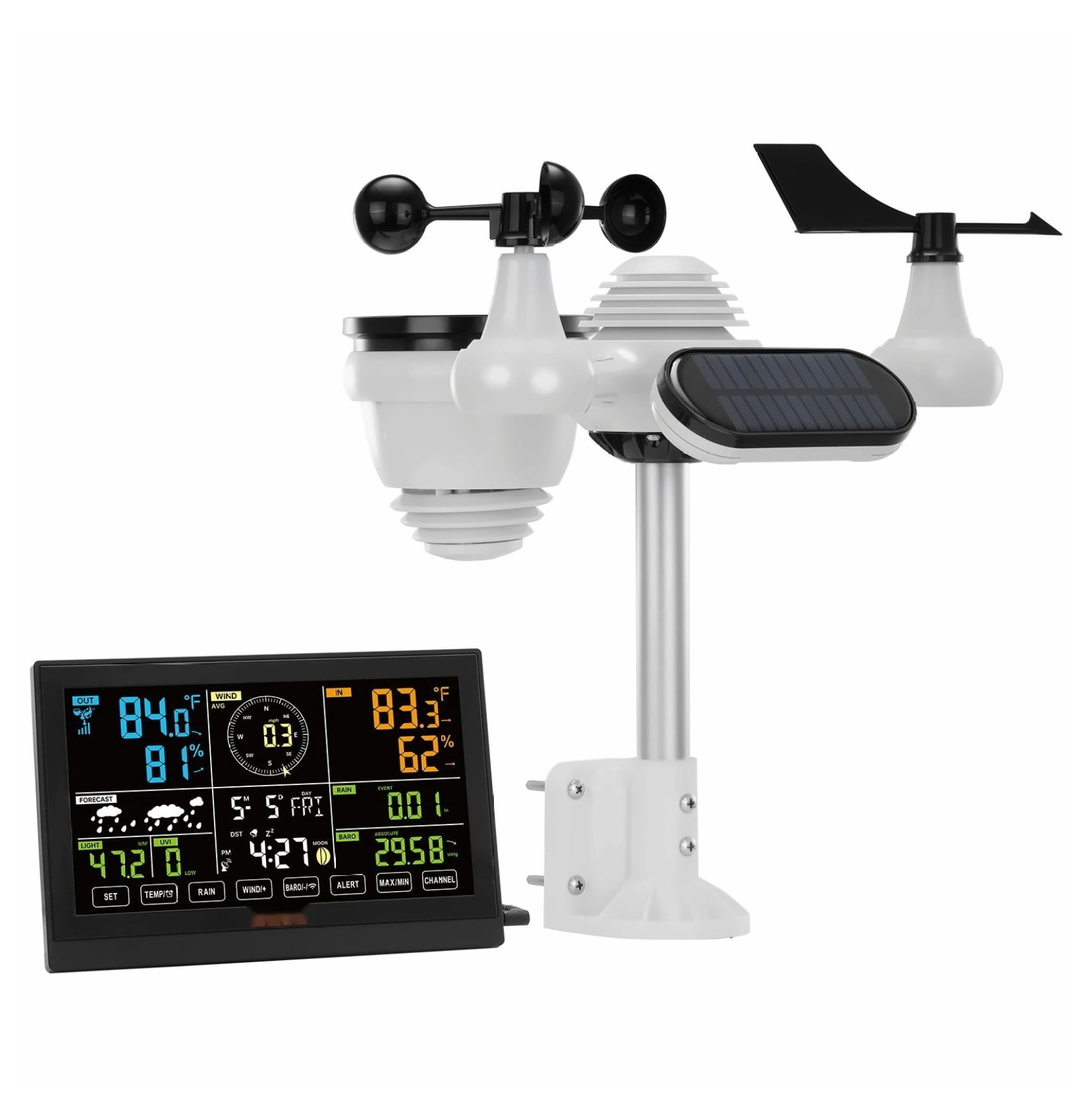 Wireless Weather Station 7-in-1, Indoor Outdoor Digital Thermometer ...