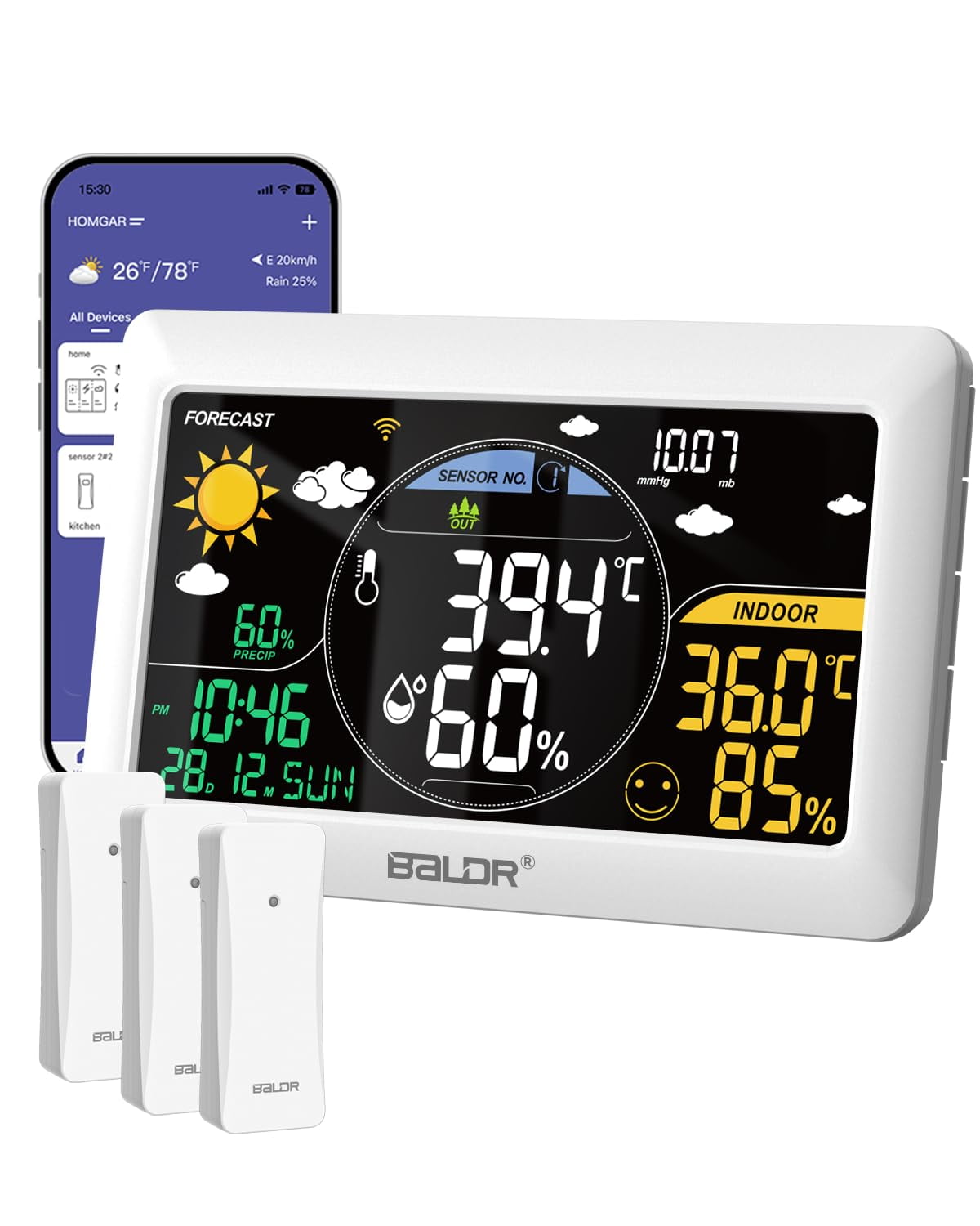 Wireless Weather Station with APP, 7.5 Inch Large Color Display WiFi ...