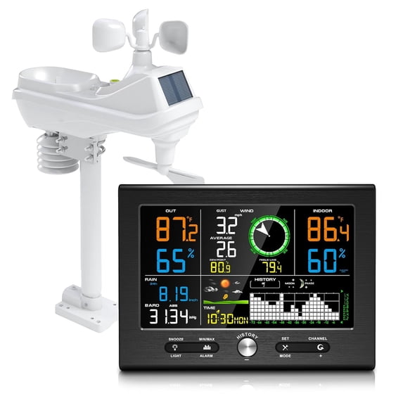 Wireless Weather Station Indoor Outdoor, Home Weather Stations with ...