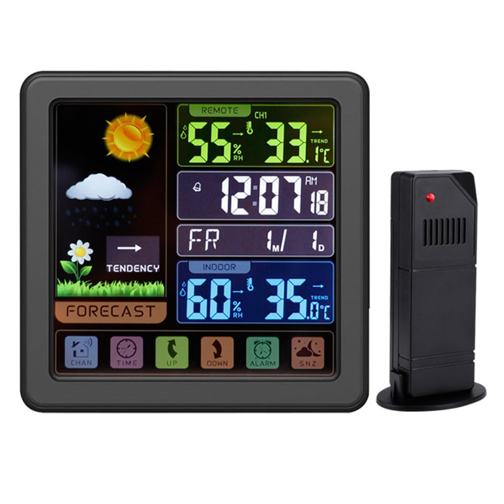 Wireless Weather Station Indoor Outdoor Thermometer Color Display ...