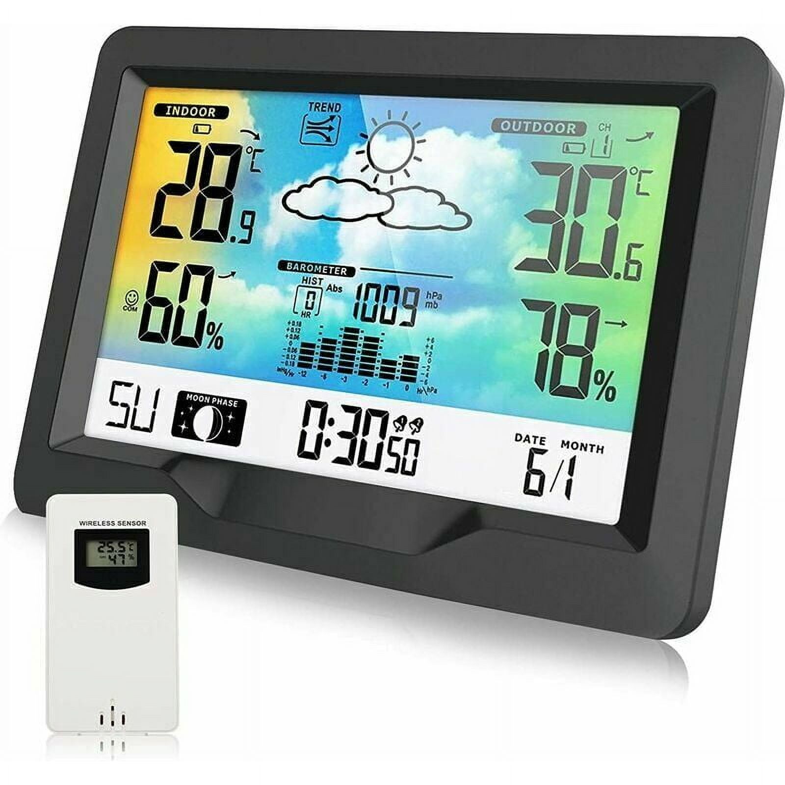 Wireless Weather Station, Radio Weather Station with Outdoor Sensor ...