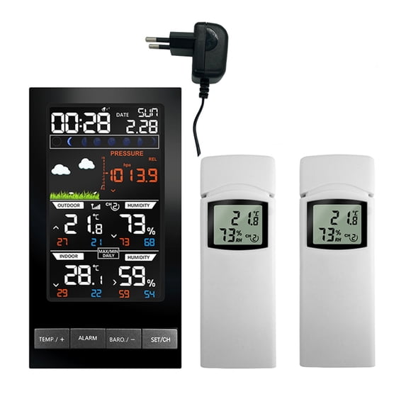 Wireless Weather Station with 2 Outdoor Sensors mmHg Temperature ...