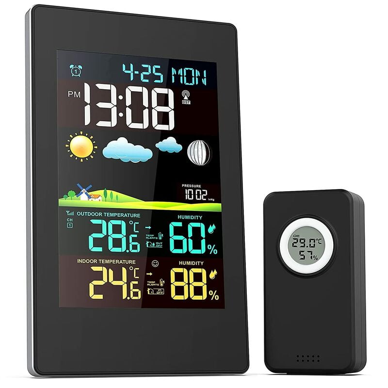 Wireless Weather Station with Outdoor Sensors, Digital LCD Thermometer ...
