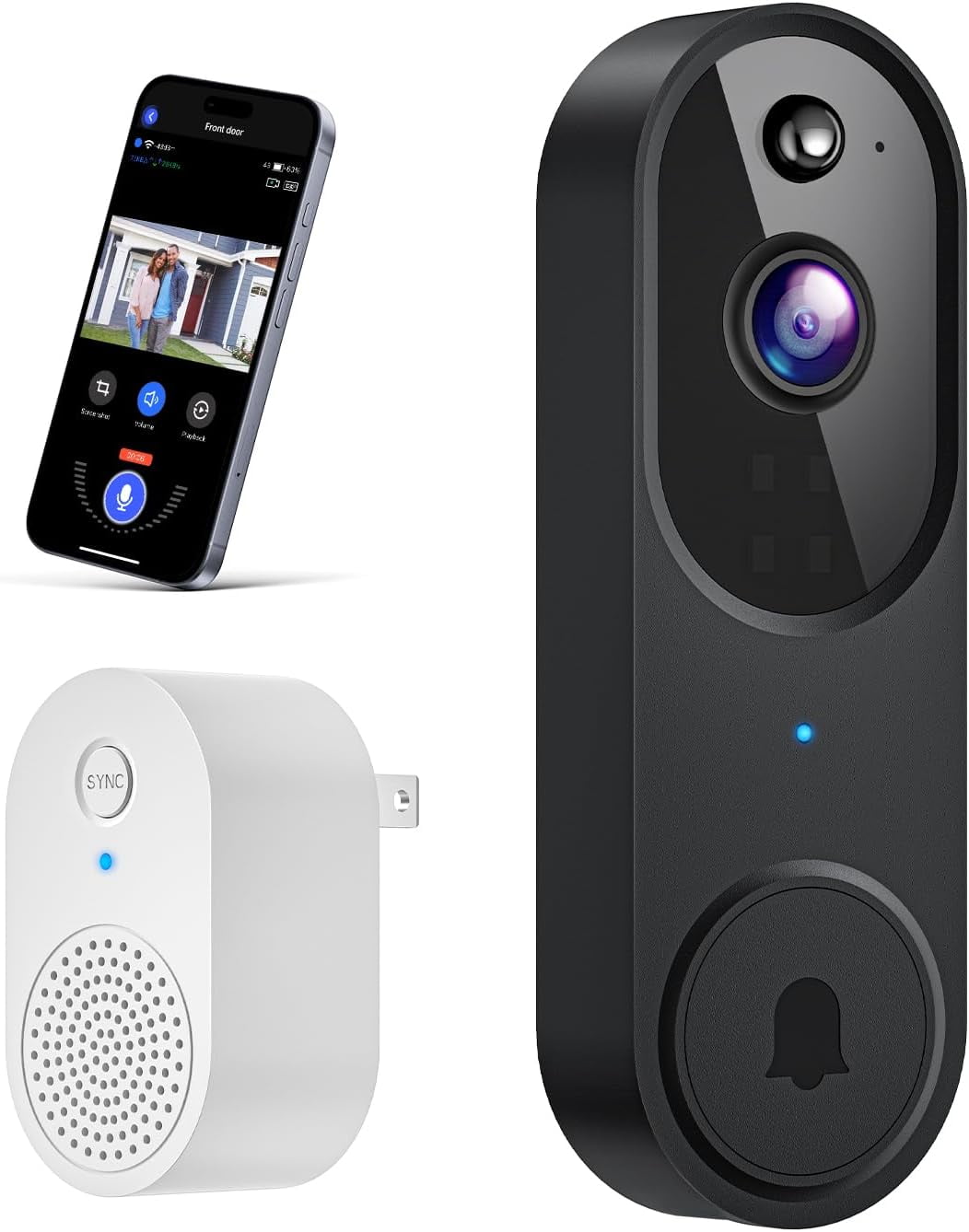 Wireless Wi-Fi Video Doorbell Camera with AI Motion Detection, 2 Way ...