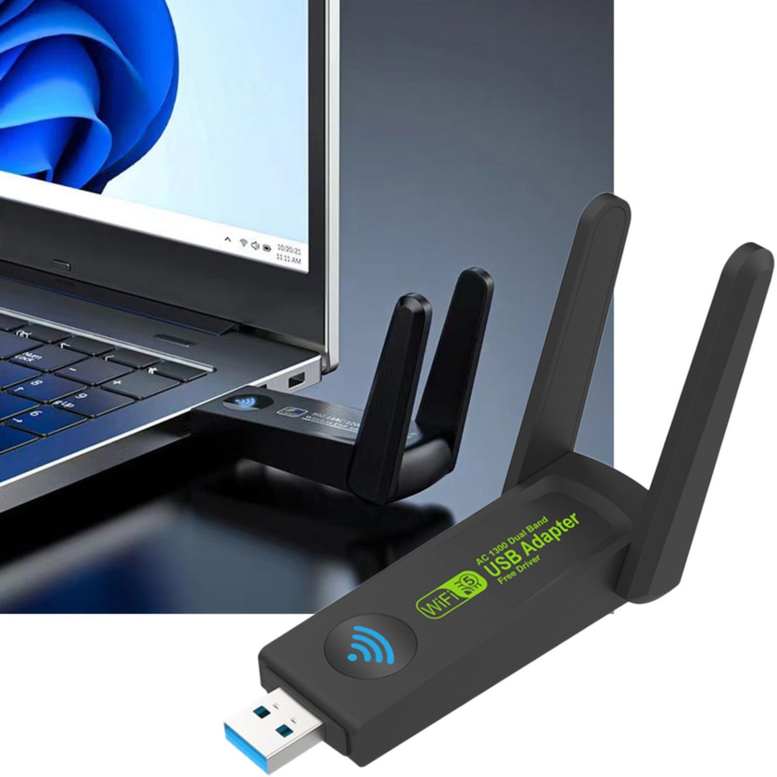 Wireless WiFi Adapter For PC 1300Mbps USB 3.0 Driver 2.4G/5.8G Gigabit Power Expand Network ...