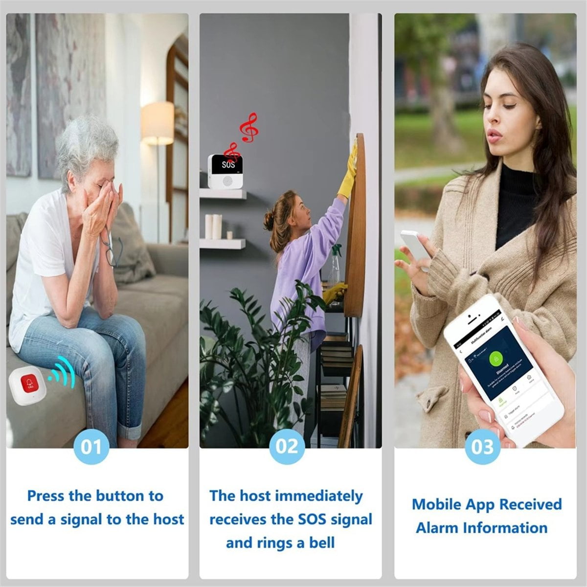 Wireless WiFi Elderly Caregiver Pager SOS Call Button Emergency SOS ...