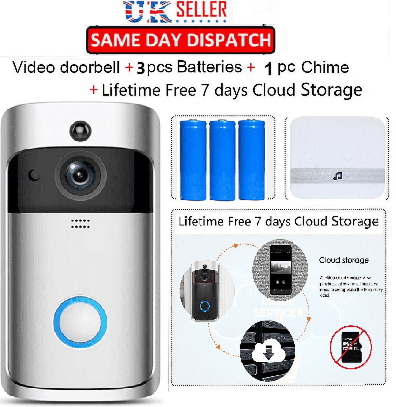 Smart Wireless WiFi Video Doorbell with Monitor Camera, Intercom ...
