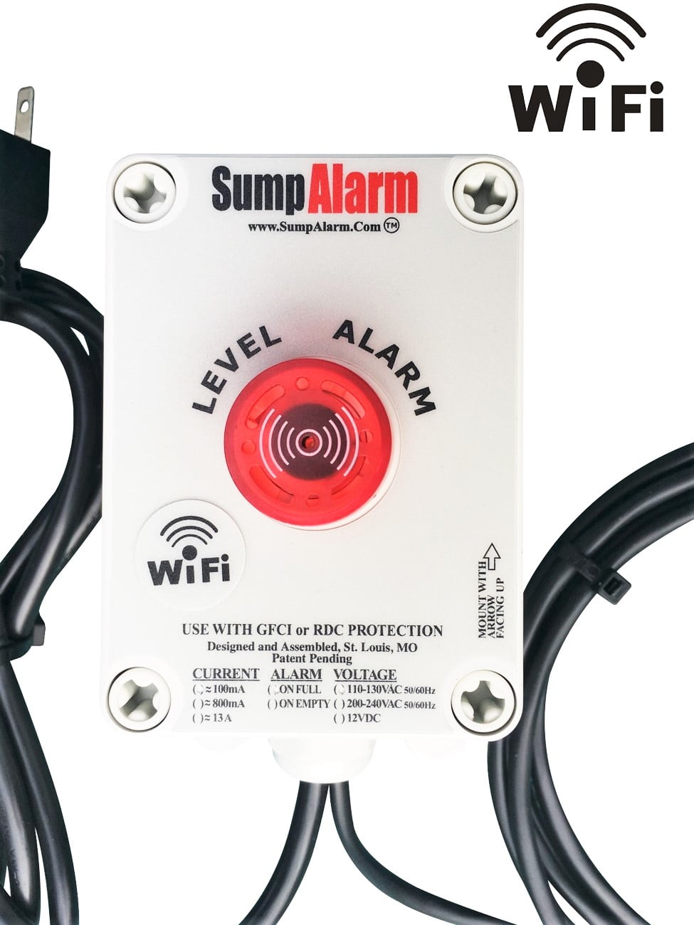 Wireless (Wifi) Sump Alarm High/Low Level Tank Alarm w 10ft Cable 120V ...