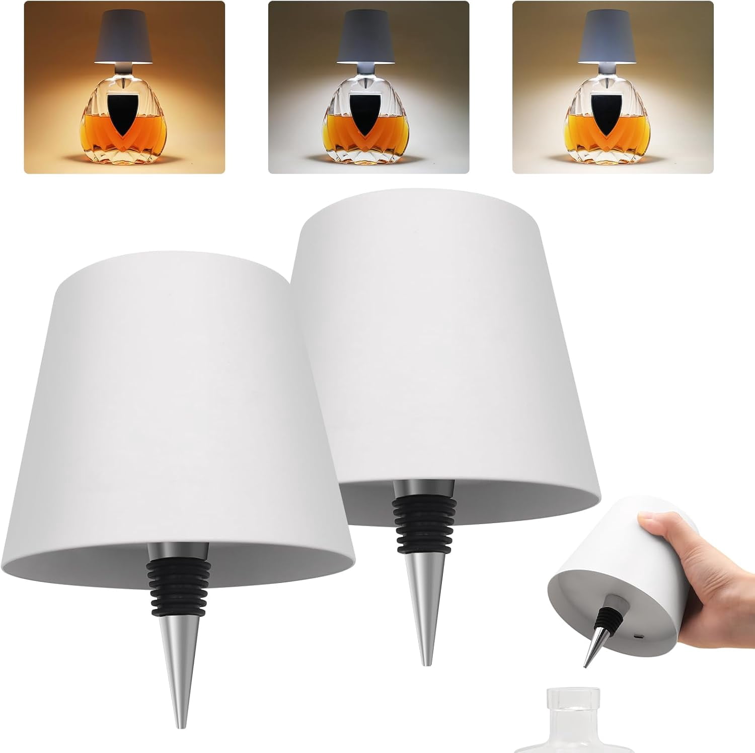 Wireless Wine Bottle Light Head,LED Wireless Bottle Lamp with 3 Modes ...