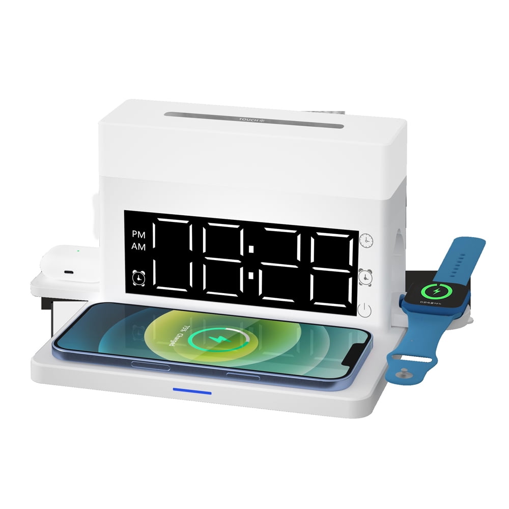 Wireless charger creative multi-function eye care night light clock ...