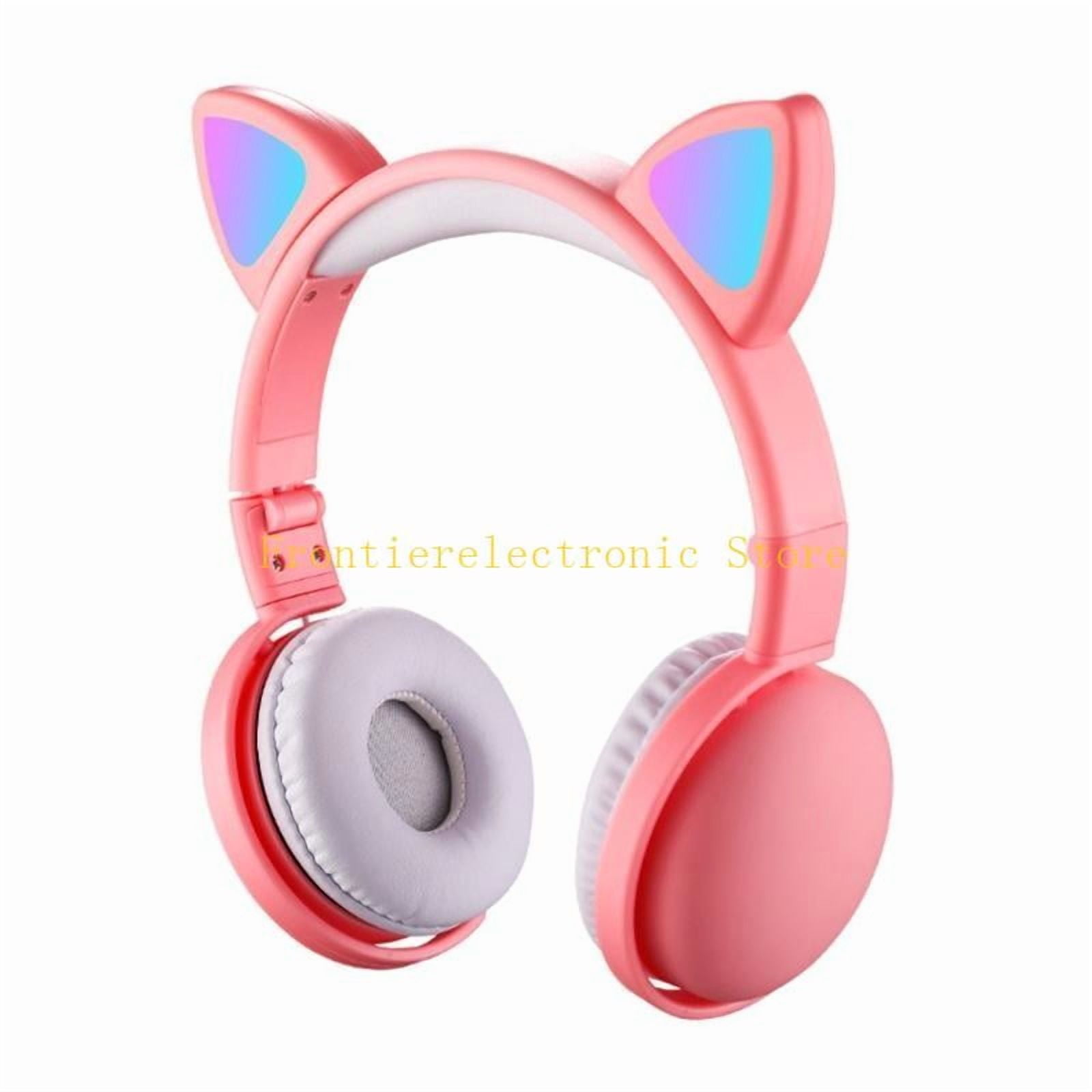 Wireless for Cat Ear Headphones Bluetooth-compatible Headset LED Lights ...