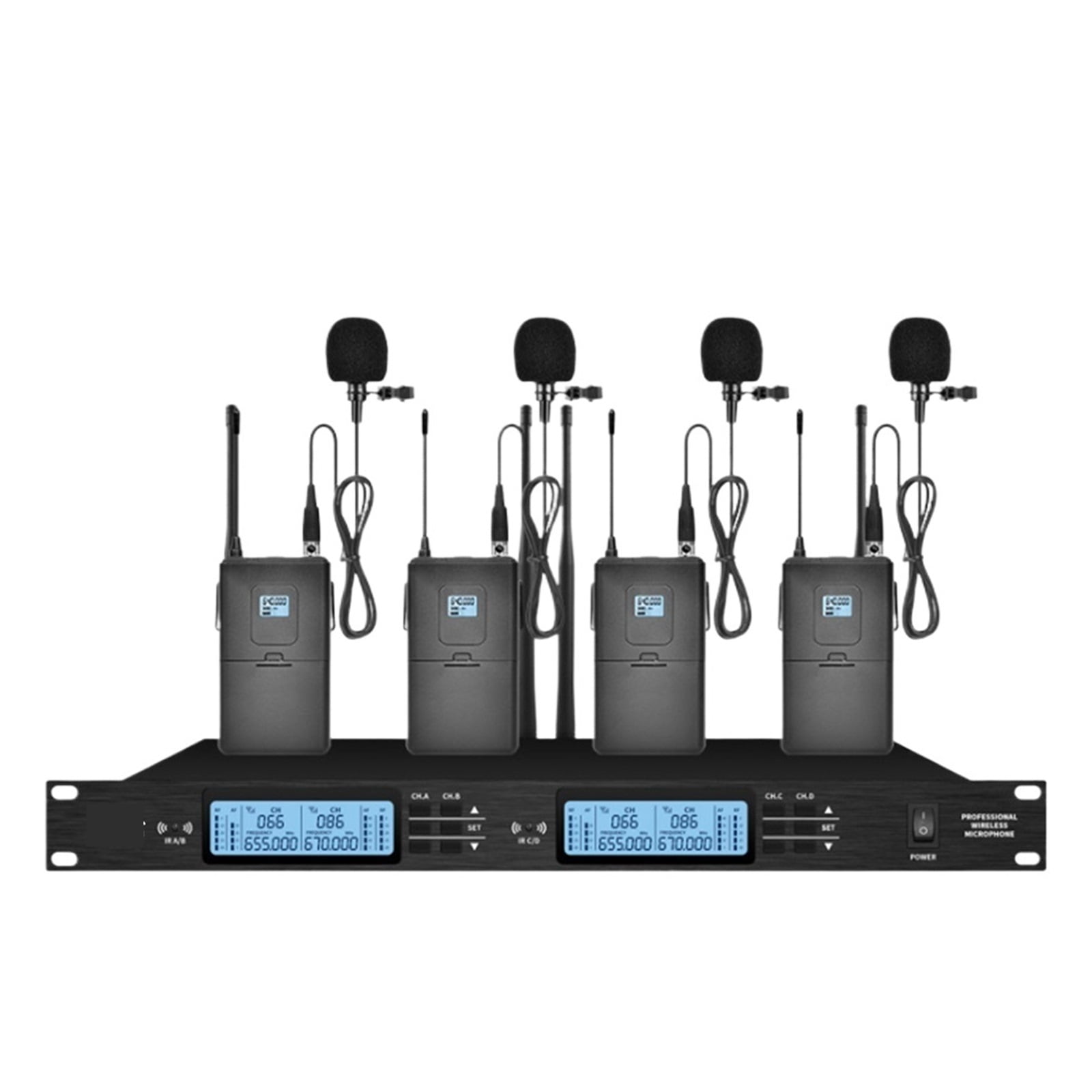 Wireless microphone UHF Wireless Microphone System 4-channel Handheld ...