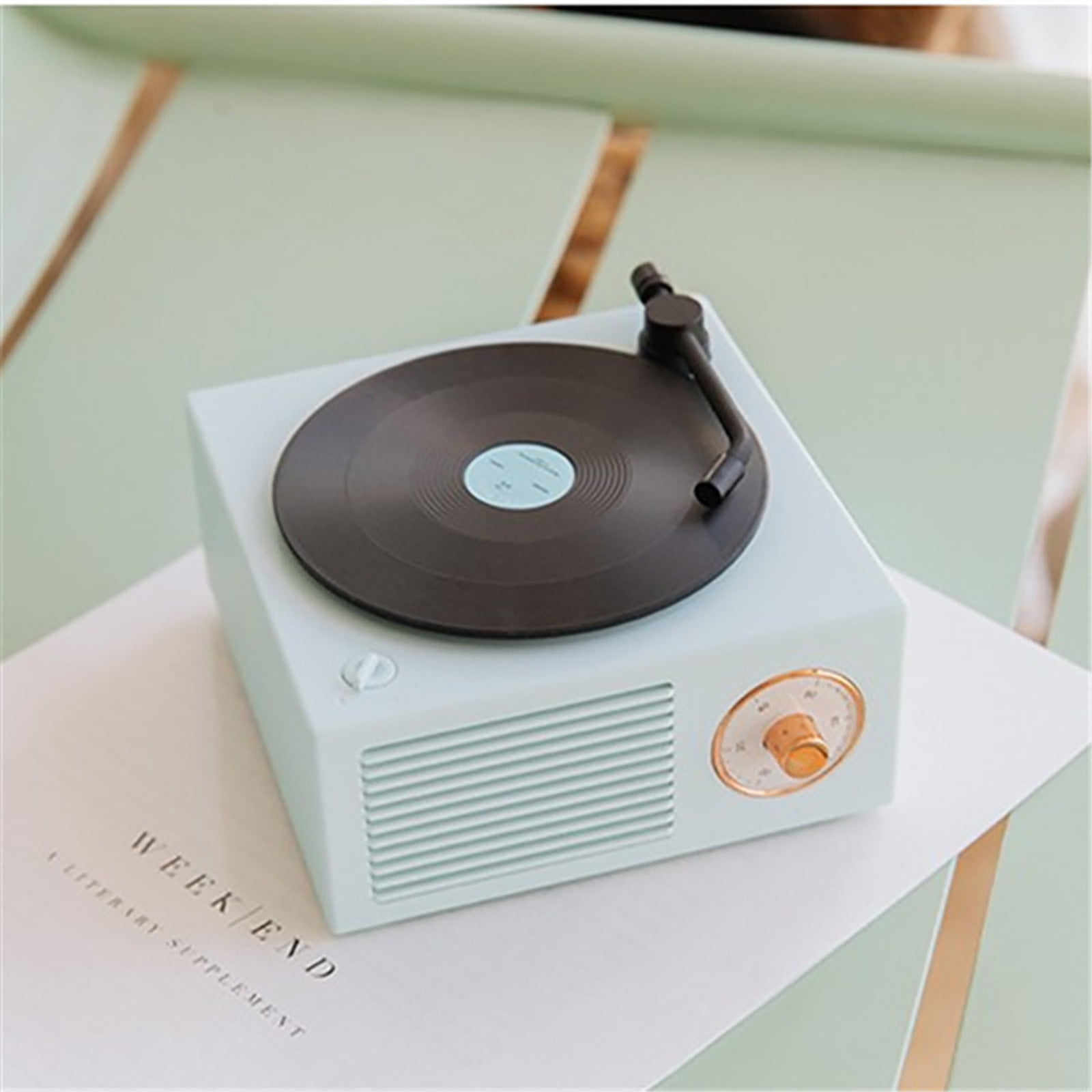 Wireless mini Bluetooth card speaker with vinyl record player ...