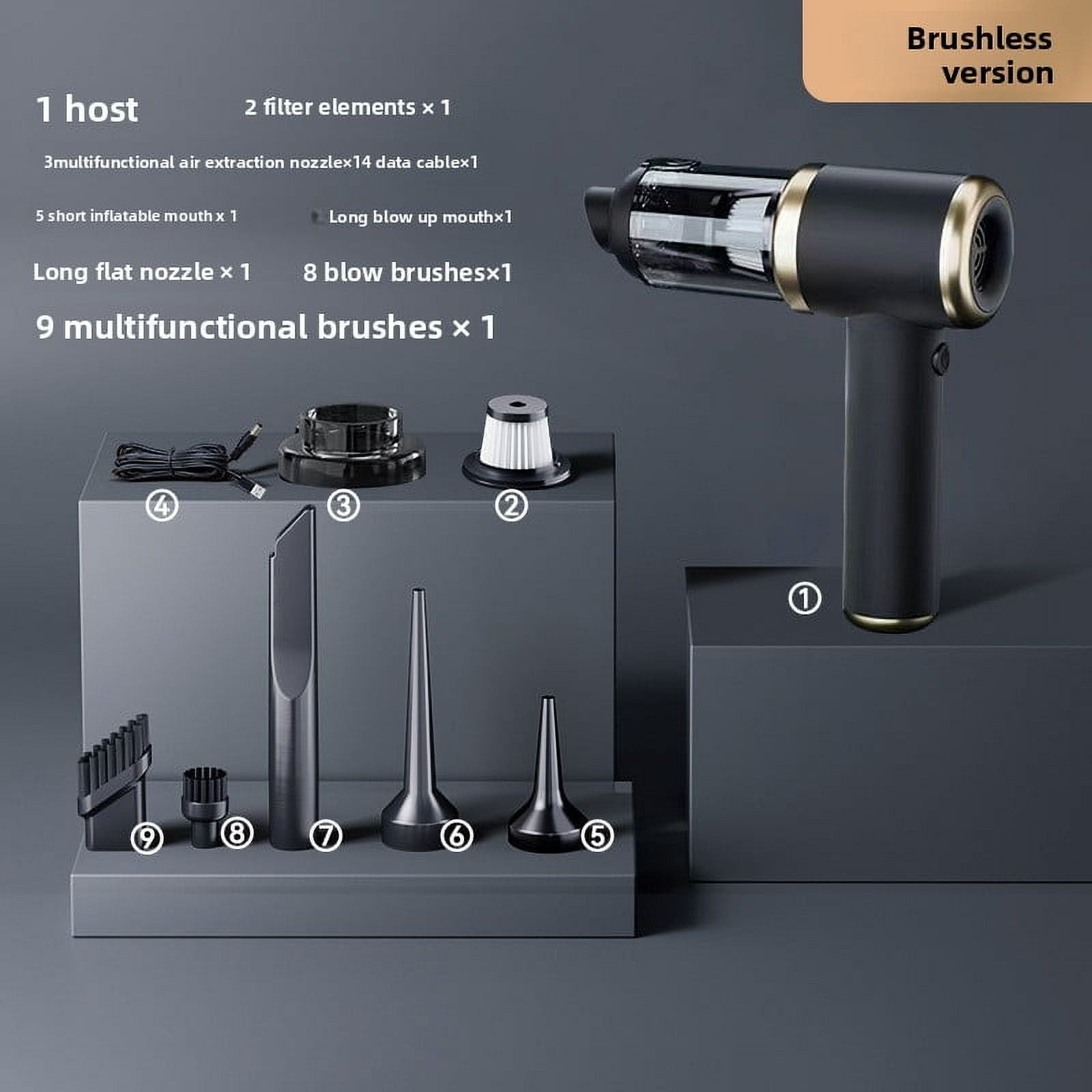 Wireless mini car vacuum cleaner, suction and blowing integrated dry ...