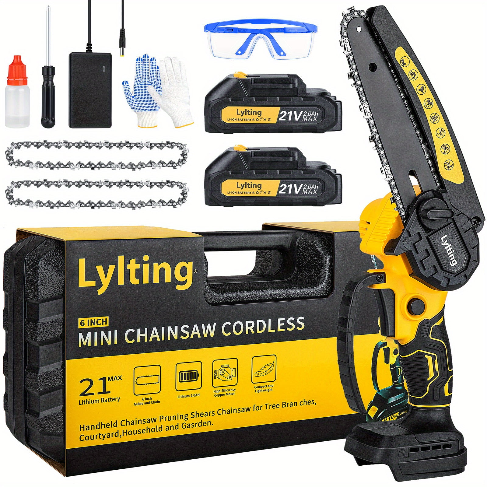6 Inch Battery Powered Electric Chain Saw, Ideal for Trees, Yards ...