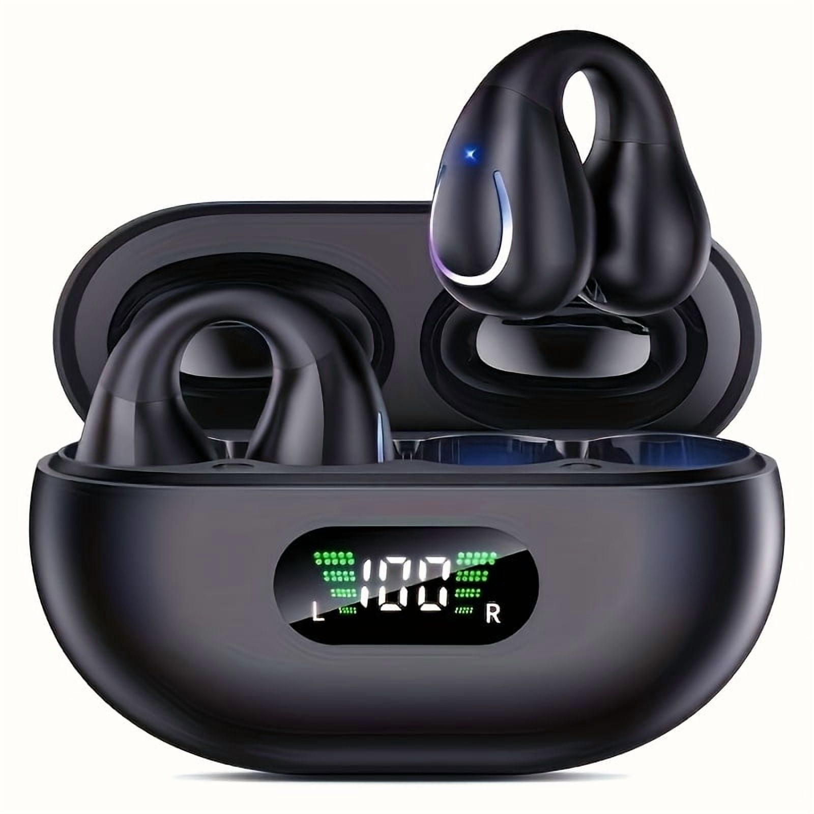 Wireless sports open-ear earbuds with clip-on design. Button control ...