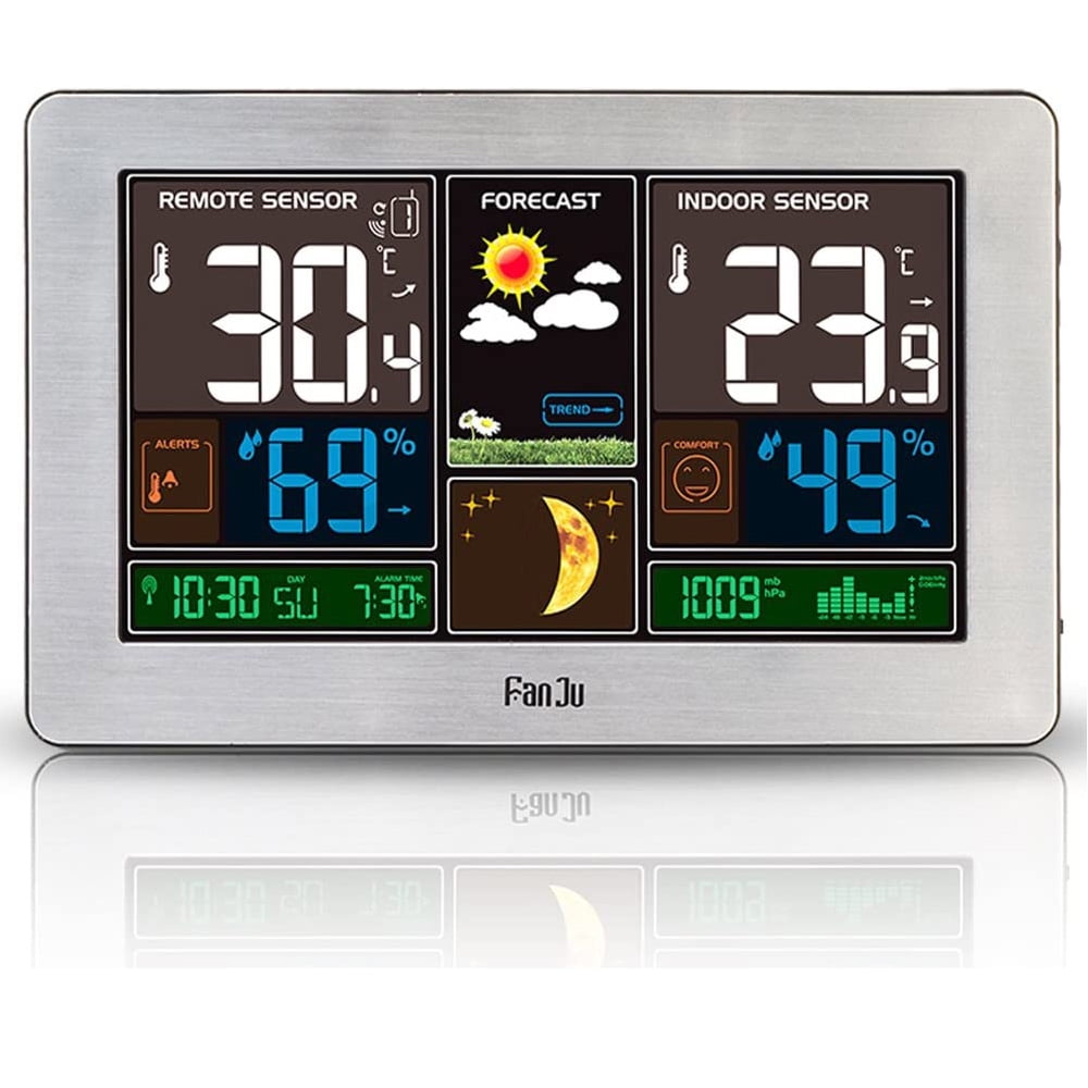 Wireless weather station with outdoor sensor, digital color display ...