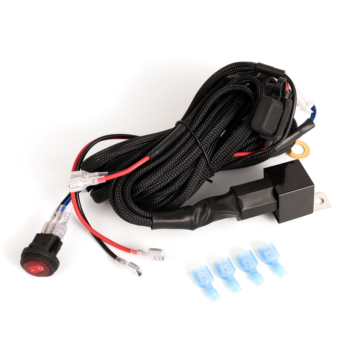 Wiring Harness 2 Lead, 12V 40A Rock Switch Relay Fuse Nylon Wiring ...
