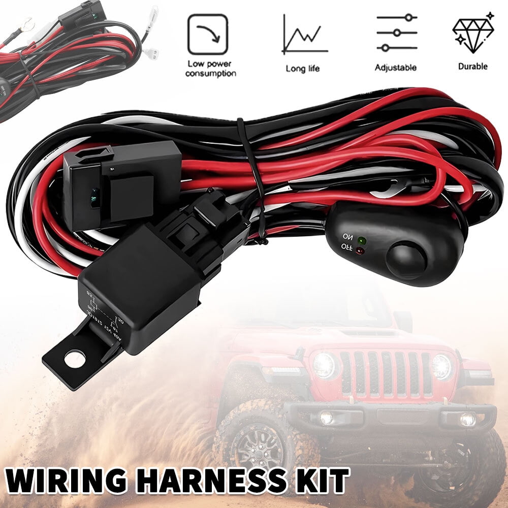 Wiring Harness KIT LED Light Bar 40A Fuse Relay On-off Switch for 4WD ...