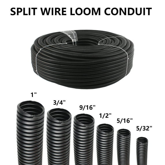 Wiring Loom Split Wire Cable Sleeve Flex Tubing Wire Wrap Corrugated ...