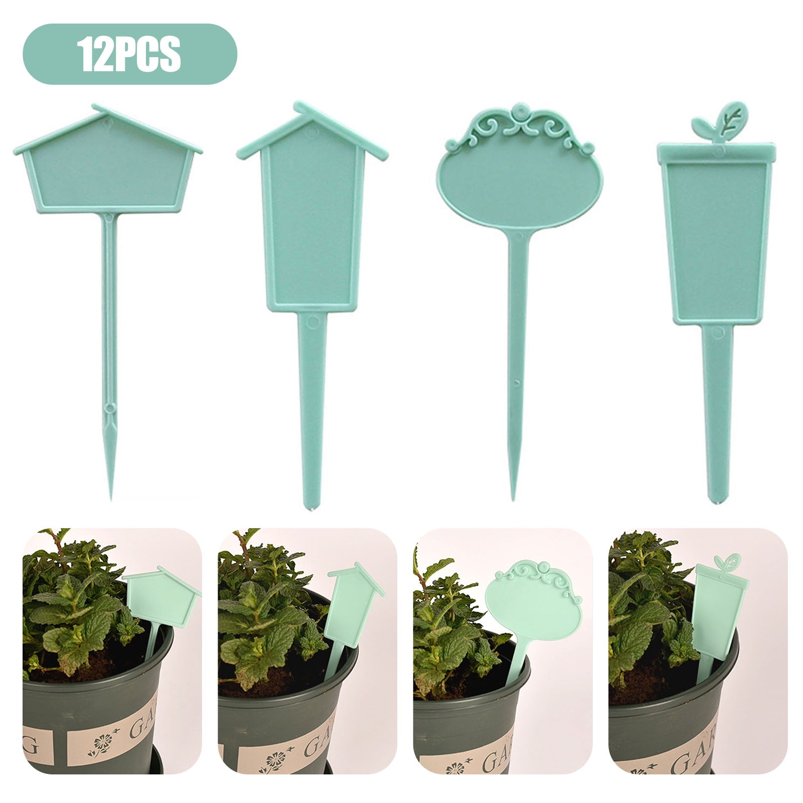 Wirlsweal 12Pcs/Set Plant Marker Multi-shapes Sharp Tip Waterproof PP ...