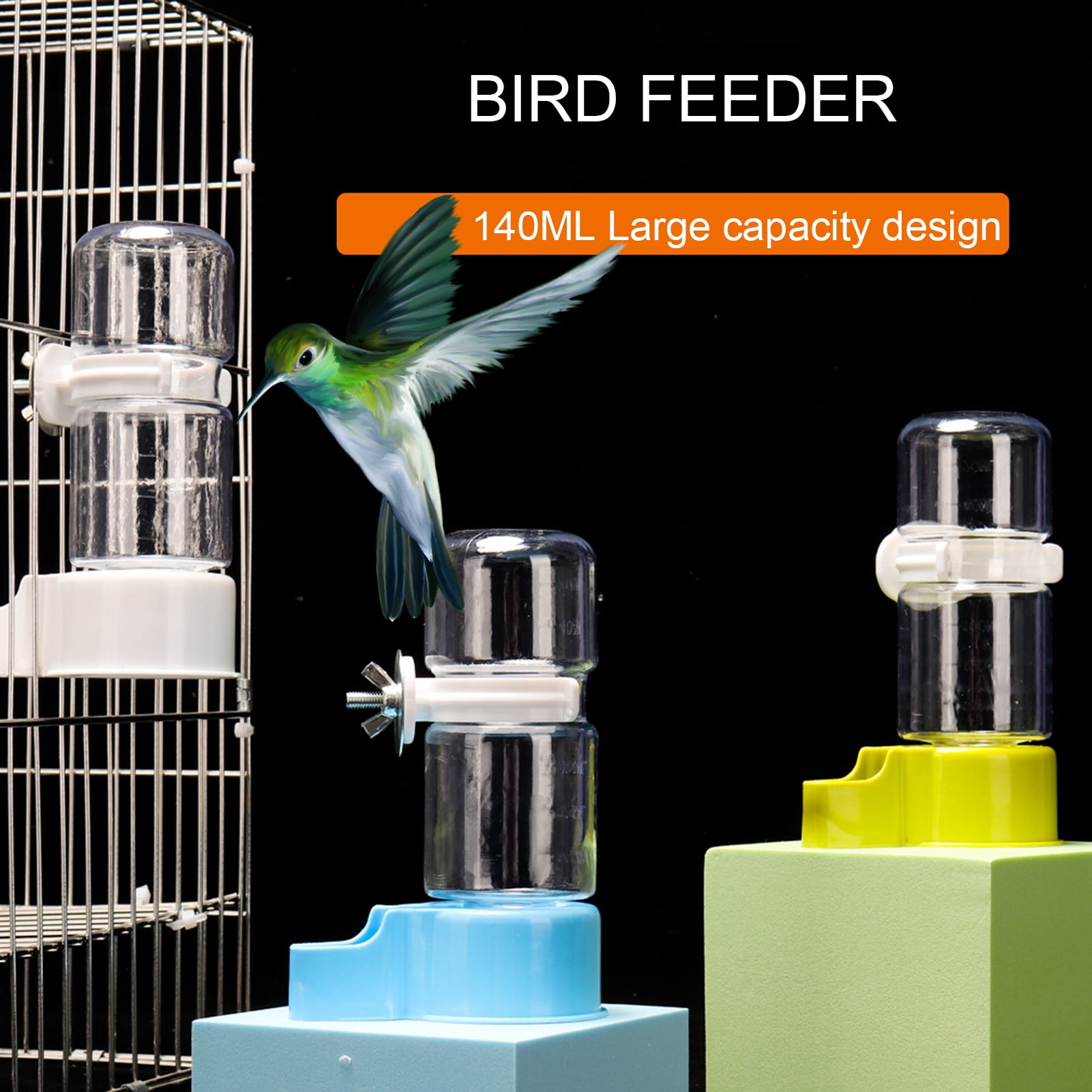 Wirlsweal 140ML Bird Water Feeder Automatic Parrot Food Dispenser with ...