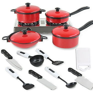 KidKraft 27-Piece Pastel Cookware Set, Plastic Dishes and Utensils for ...