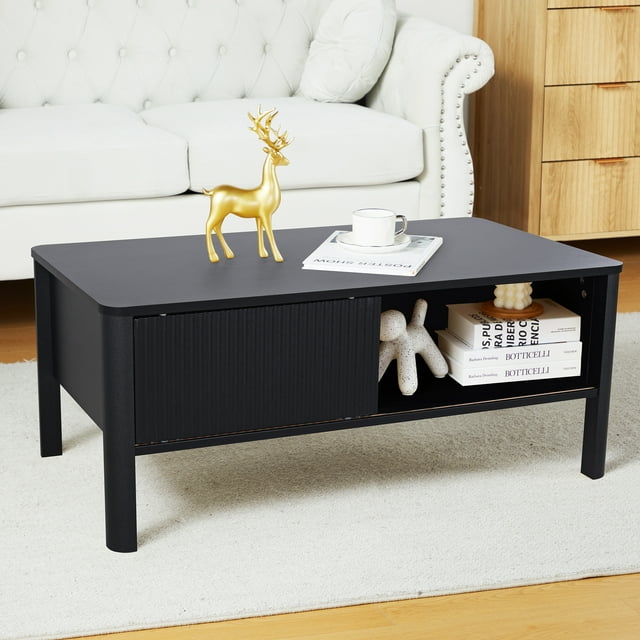 Wirrytor Mid-Century Modern Rectangular Wood Coffee Table with Dual ...