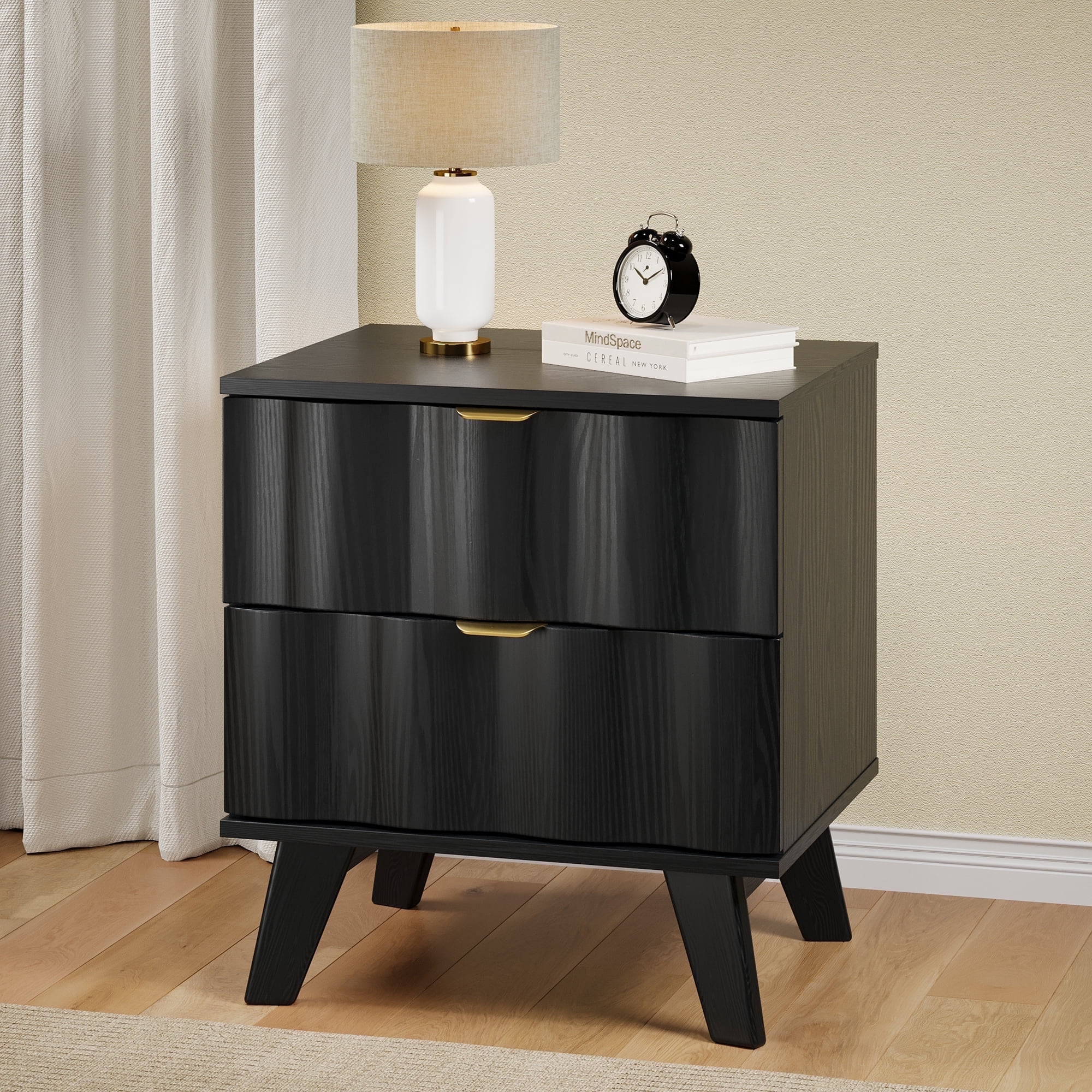 Wirrytor Modern NightStand with 2 Drawers and Metal Handles,Sofa Side ...