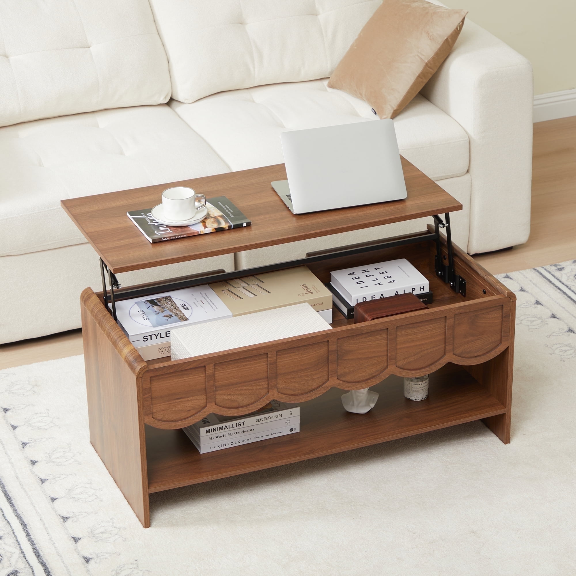 Wirrytor Lift Top Coffee Table with Storage for Living Room, Oval ...