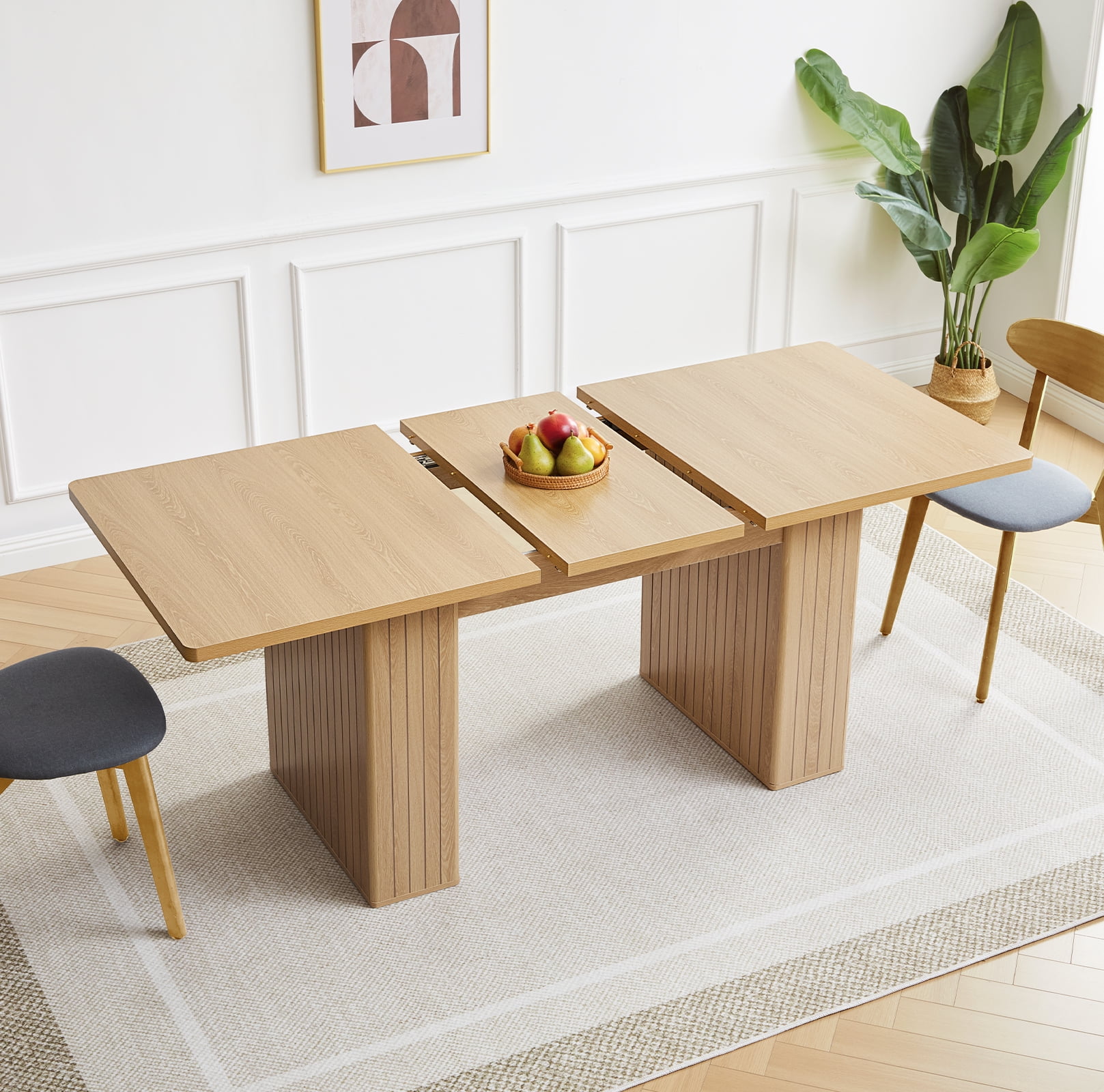 Wirrytor Rectangle Extendable Dining Table for 6-8 People Modern ...