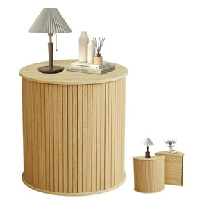 LEFHDA Fluted Round End Tables Set of 3, Mid Century Modern Wooden ...