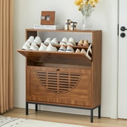 Dextrus White Shoe Cabinet, Modern Entryway Shoe Rack, Tipping Bucket ...