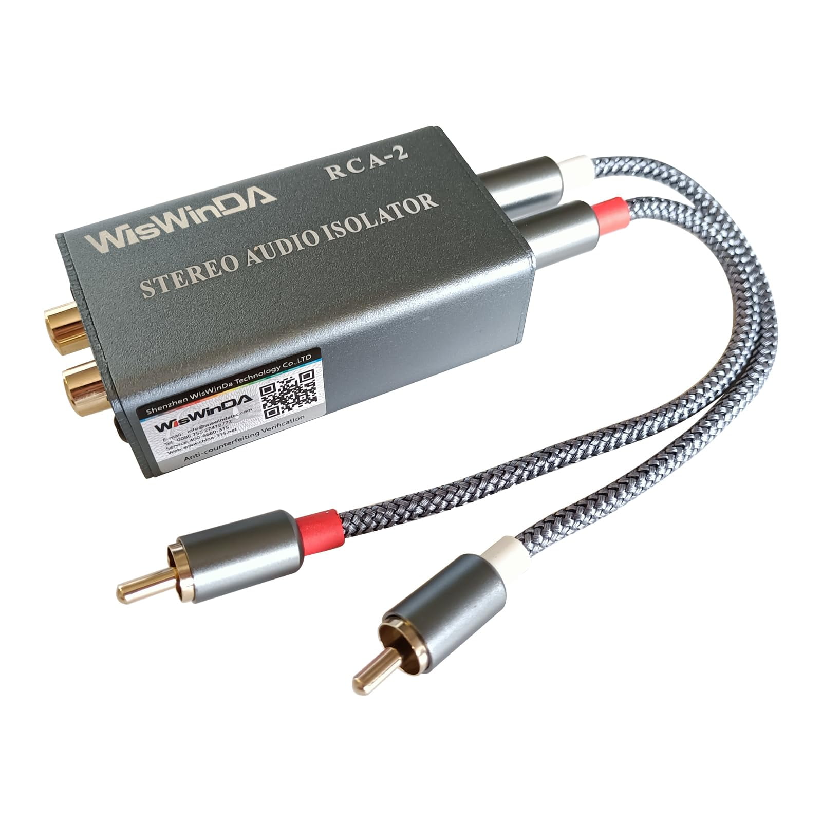 WisWinDa Noise Isolator RCA Audio Hum Eliminator (No Affects Bass) Noise Filter Aluminum Shell ...