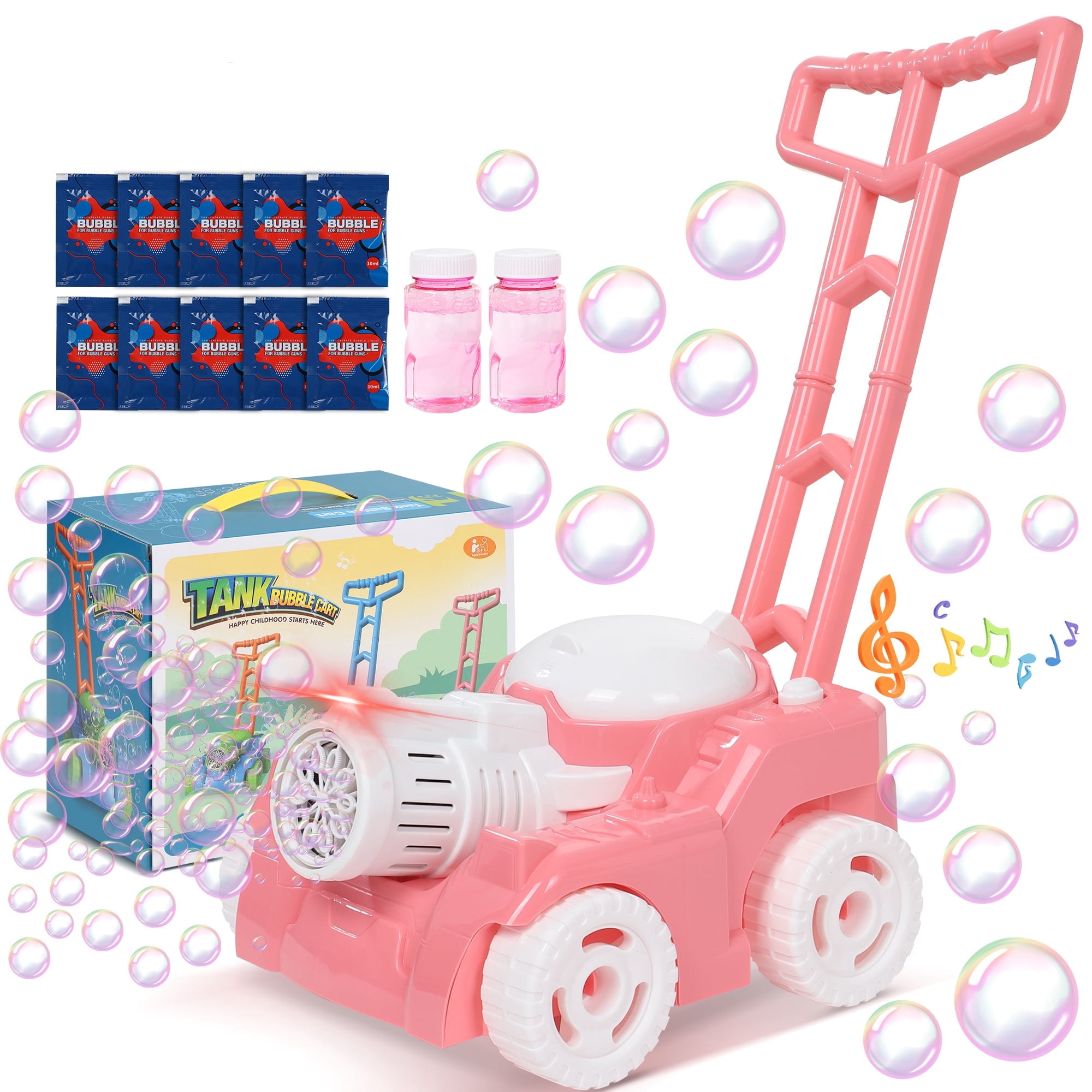 Wisairt Bubble Lawn Mower for Toddlers, Automatic 10-Hole Bubble Blower ...