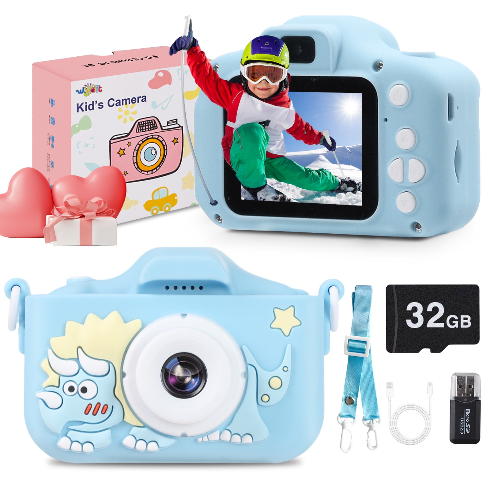 Wisairt Kids Camera with 32GB SD Card and Silicone Cover, Toy Camera ...