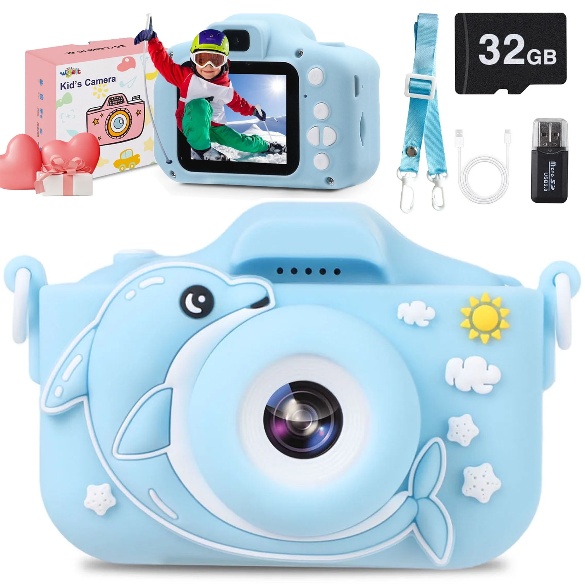 Wisairt Kiddie Cam with 32GB SD Card, Silicone Cover, Ideal Gift for ...