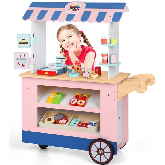 Wisairt Kids Cashier Play Market Toy, Wooden Grocery Store Checkout Set ...